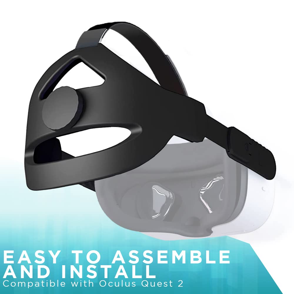 Group Vertical VR Head Strap - Adjustable Straps Compatible with Oculus Quest 2-2-Point System With Dial Knob, Comfortable & Soft Padded Head Rest - Gaming Accessories For Kids & Adults - Black
