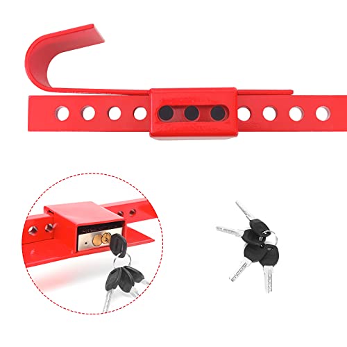 Heavy Duty Steel Cargo Door Lock/Standard Shipping Container Lock with 4 Keys Adjustment Range: 12-1/2" - 18-7/8" Coated with red Color(Keyed Differently)