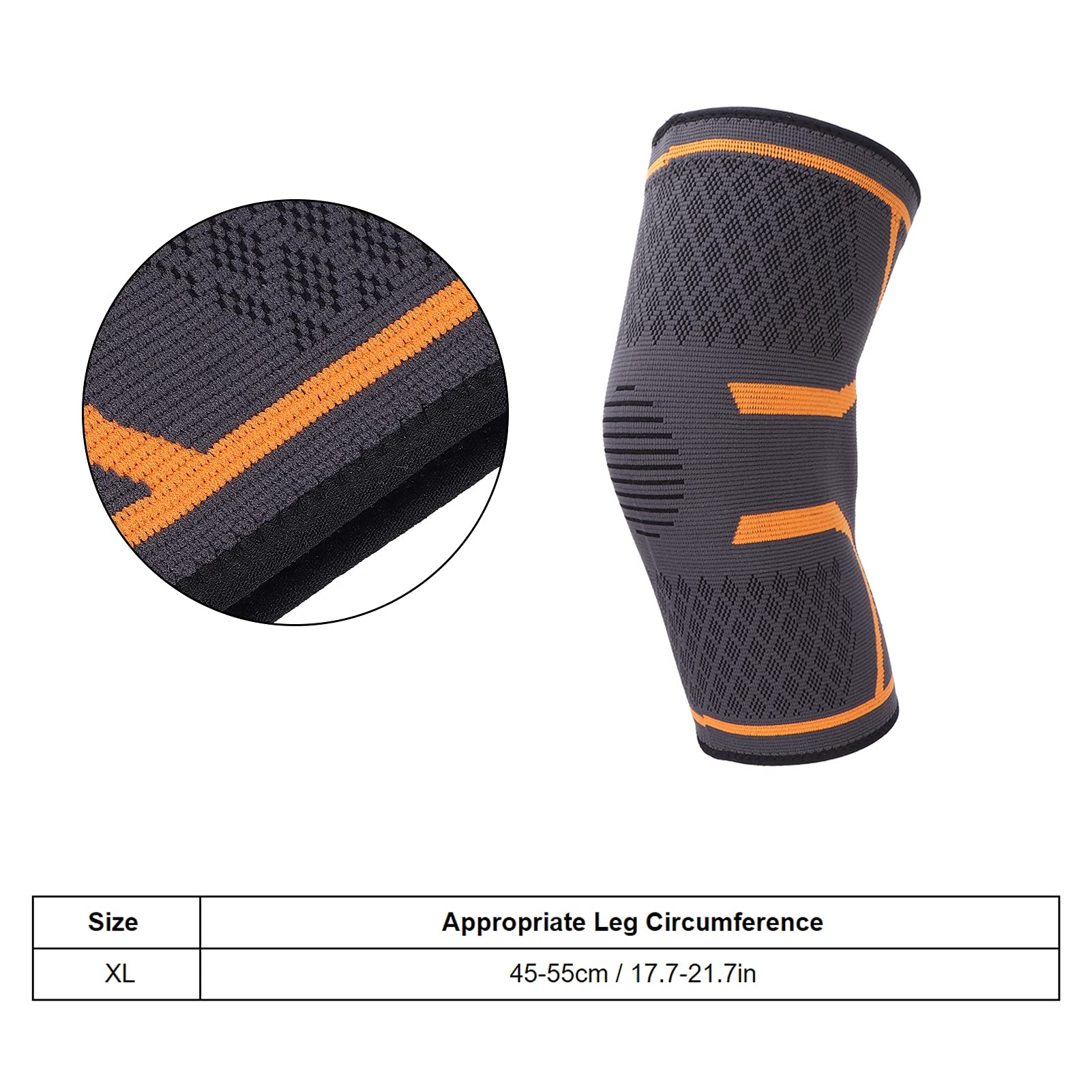 Knee Brace, Prevent Injury Flexible Design Stability Compression Knee Support Brace, Soft Silicone Non Slip Breathable Knee Sleeve, for Sports(XL)