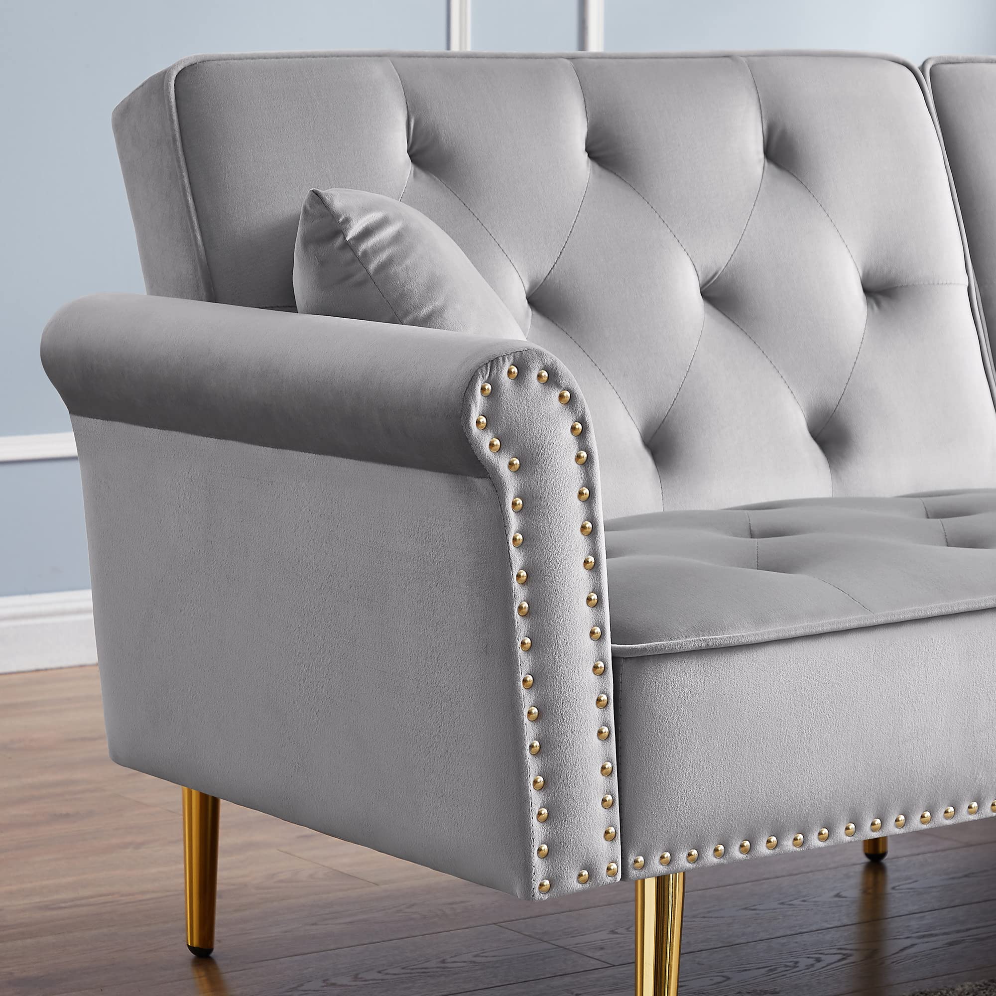 SOFTSEA Sofa Bed Sleeper Couches and Sofas - 74'' Couch Recliner Convertible Sofa Modern Adjustable Futon Couches Sofas Bed for Living Room Fold Up and Down Recliner Couch (Light Grey)