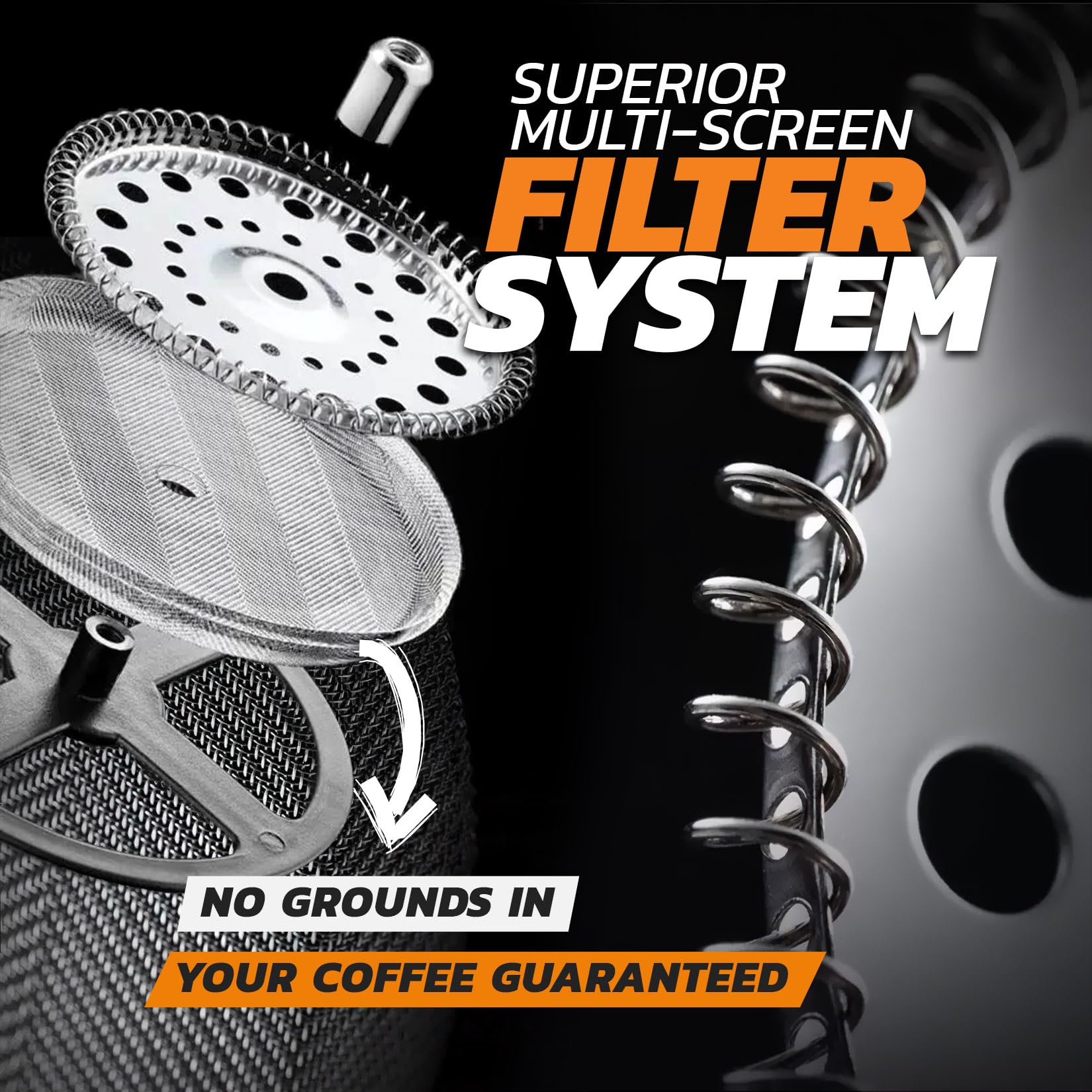 French Press Coffee Tea Maker（34oz）,304 Stainless Steel Coffee Press with 4 Filters Screen-100% No Residue -German Heat-Resistant Borosilicate Glass- BPA FREE -Dishwasherable，Copper