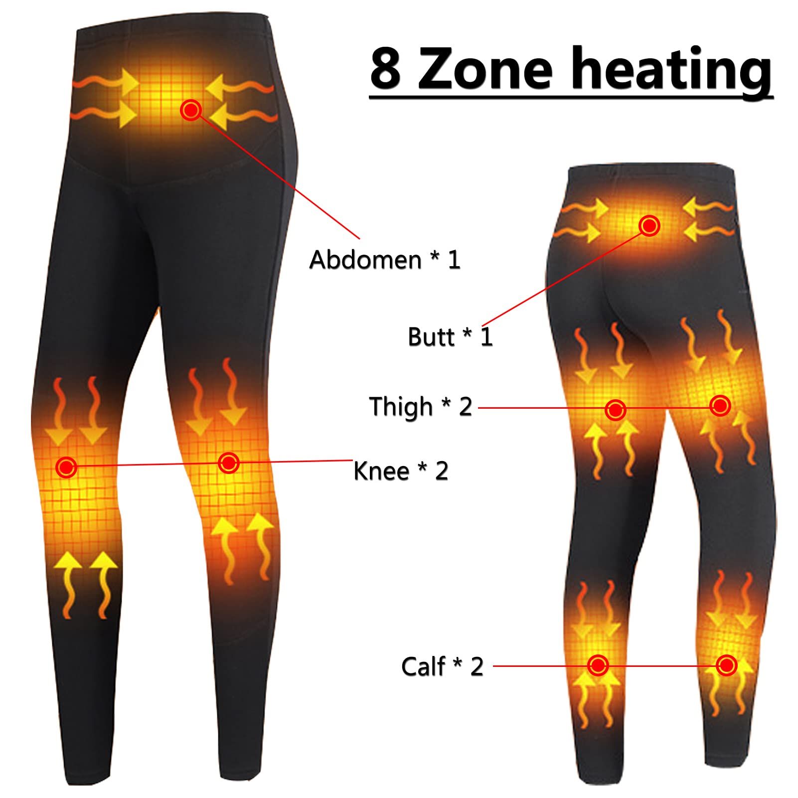 Heated Pants for Men, 16 Zones Fast Heating Thermal Underwear Pants, Adjustable Temperature, USB Electric,Black,L