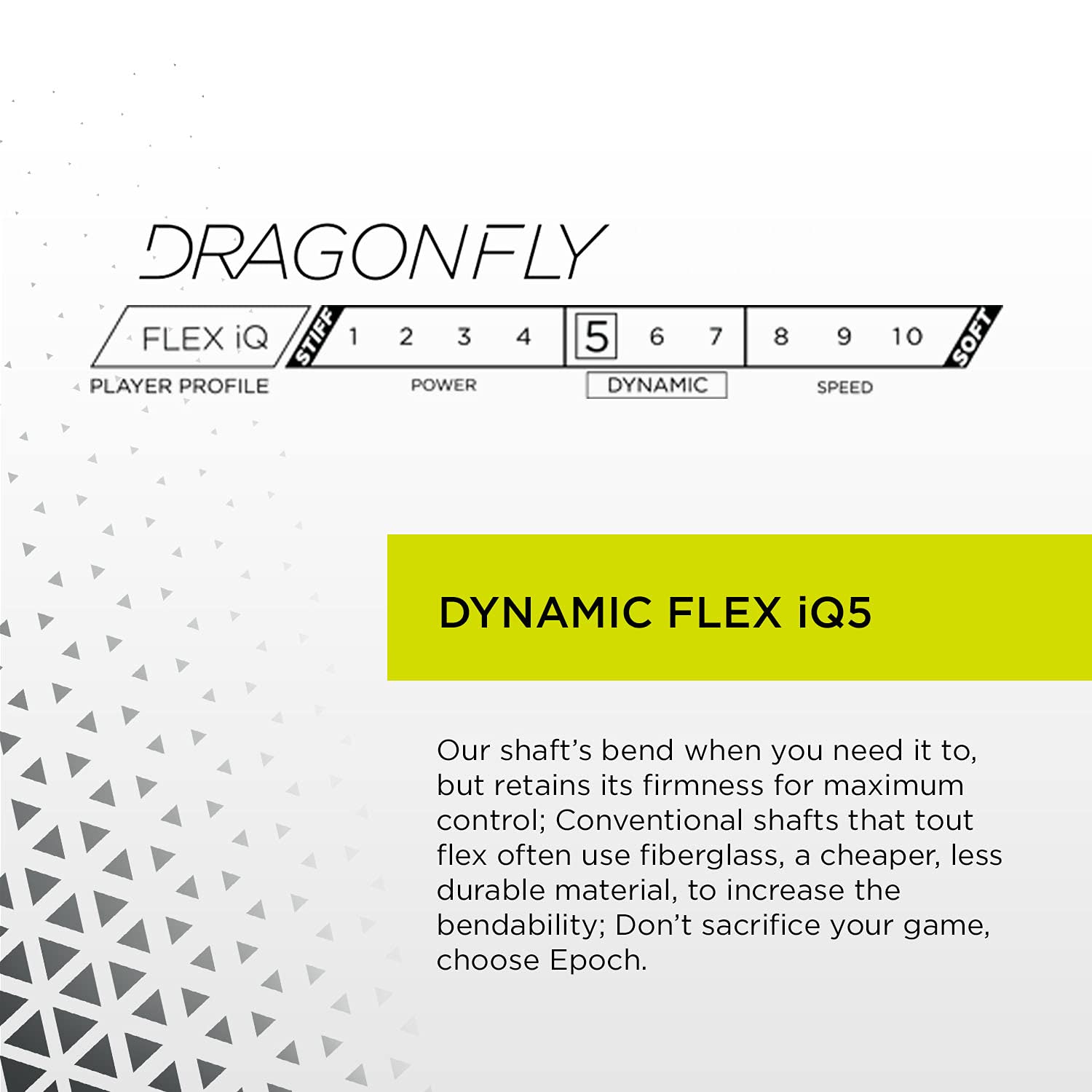 Epoch Dragonfly Select Lacrosse Shaft for Attack/Midfield, 30" Mid-Flex iQ5, C30, Removable End Cap, 3 Month Warranty, White