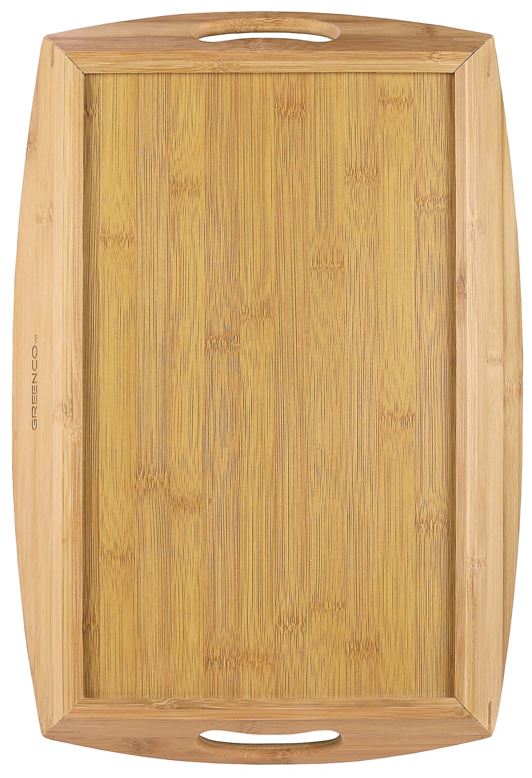 Greenco Bamboo Angular Sides Butler Serving Food Tray with Handles - Can Be Placed On Lap | Trays for Dining | Great for Eating On Couch, Living Room, Bed, and Dinner Table