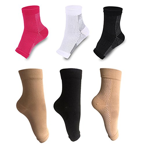 Foot Angel Anti Fatigue Compression Foot Sleeve Ankle Support (Pink, Small/Midium)