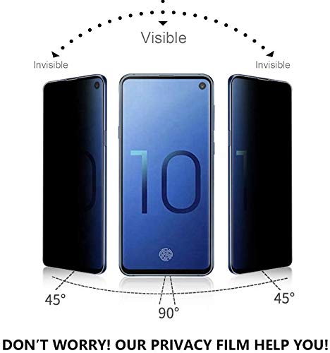 Galaxy S10 Privacy Screen Protector, SUKER [Anti-spy] [9H Hardenss] [3D Curved] [Case Friendly] Tempered Glass Screen Protector for Samsung Galaxy S10 6.1 inch (2 Pack)