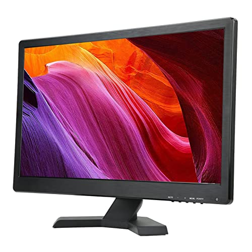 HD LED Monitor, Dual Speakers ABS HD Color Screen Monitor Easy Installation 100‑240V Portable with Remote Control for Laptops (US Plug)