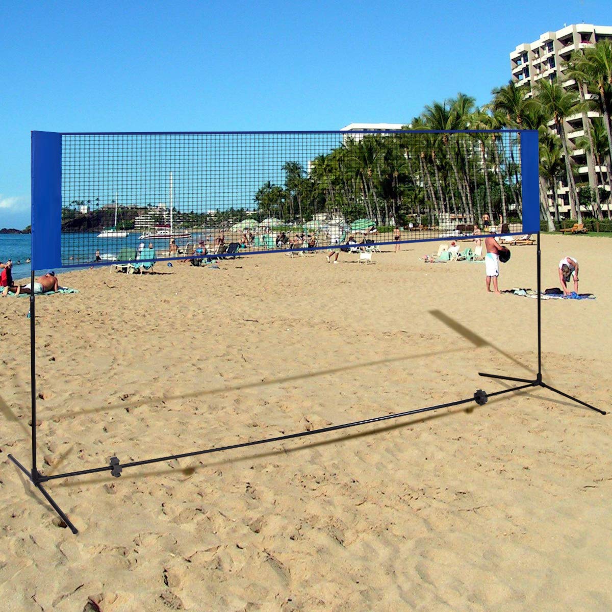 Gymax Badminton Net, 10β x 5β Portable Badminton Net Adjustable Height Beach Tennis Volleyball Net with Carring Bag, for Competition Training (10β x 5β)