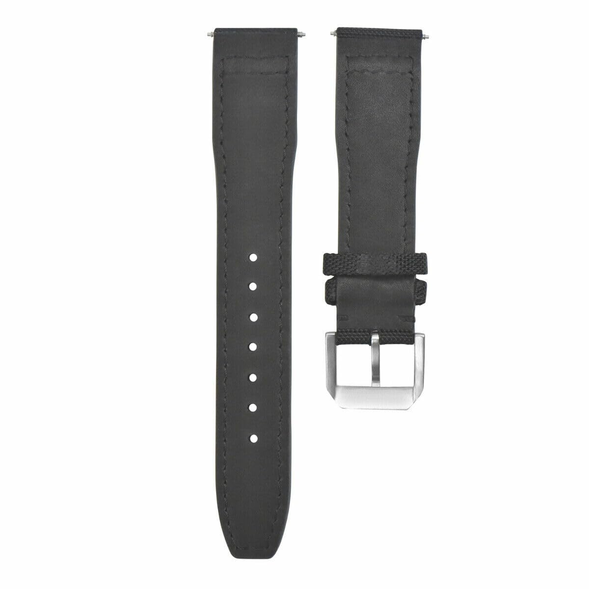 Ewatchparts 22MM CANVAS LEATHER WATCH BAND STRAP COMPATIBLE WITH IWC PILOT TOP GUN PORTUGUESE BLACK