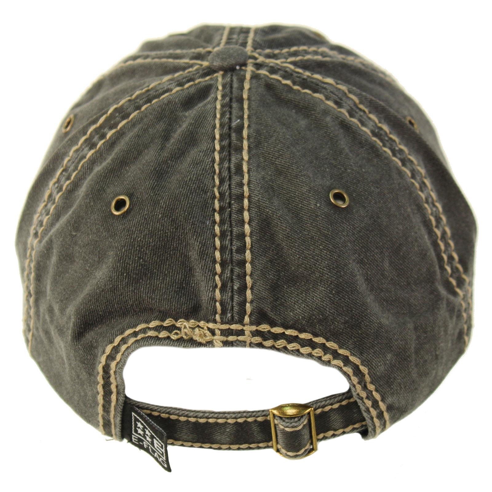 EPOCH Unisex Washed Cotton Vintage USA Flag Low Profile Summer Baseball Cap Hat Black (Black)