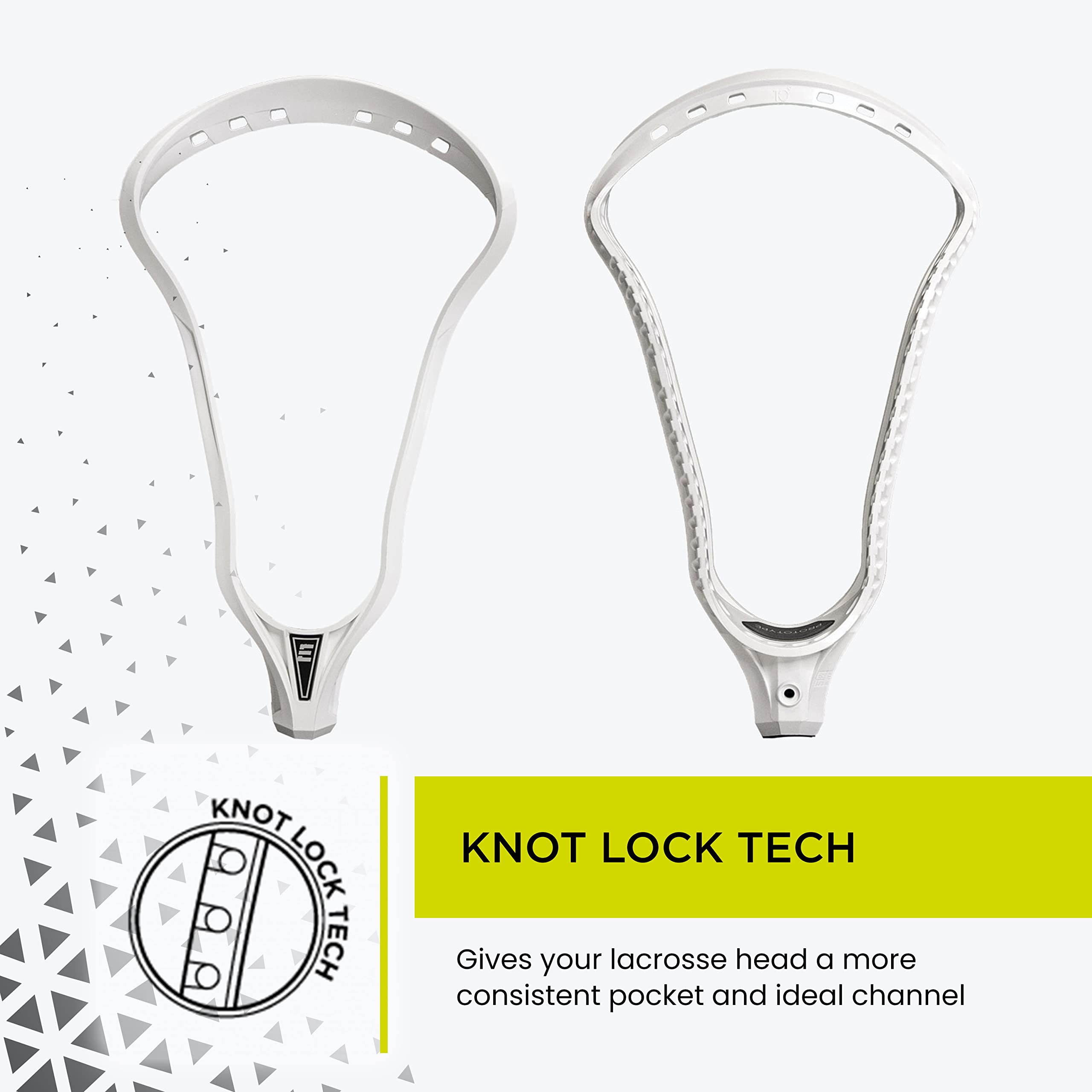 Epoch Women's 10-Degree Elite Lacrosse Unstrung Head for Attack/Midfield Power Players, Bottom Rail Design with Stiff Flex iQ3, Knot Lock Technology for Optimum Control and Feel, Made in USA