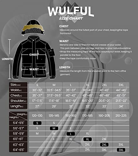 WULFUL Men's Waterproof Ski Jacket Warm Winter Snow Coat Mountain Windbreaker Hooded Raincoat