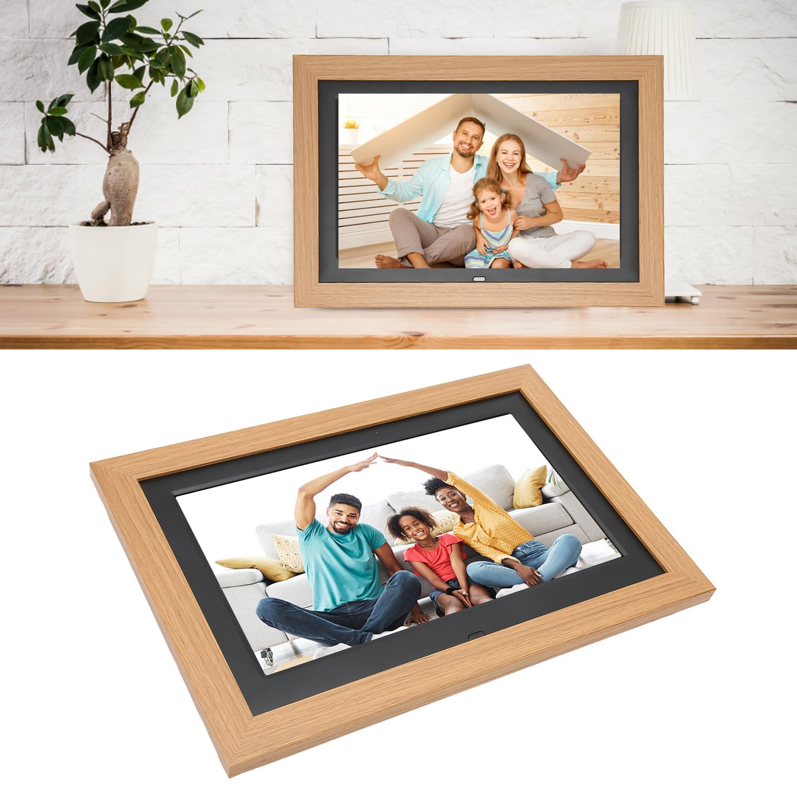 Electronic Photo Album, Digital Photo Frame Lightweight LED Screen 1024x600 100β240V with Stereo Speaker for Birthday (US Plug)
