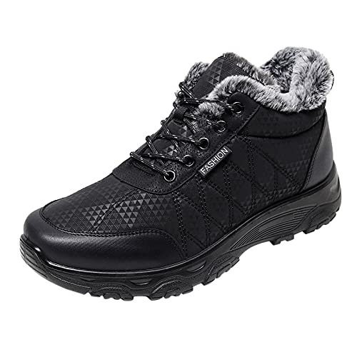 FASDNENDYS Winter Shoes with Fur Lined Warm Ankle Boots Warm Boots Snow Men Non Slip Keep Slip Resistance Boots for Men