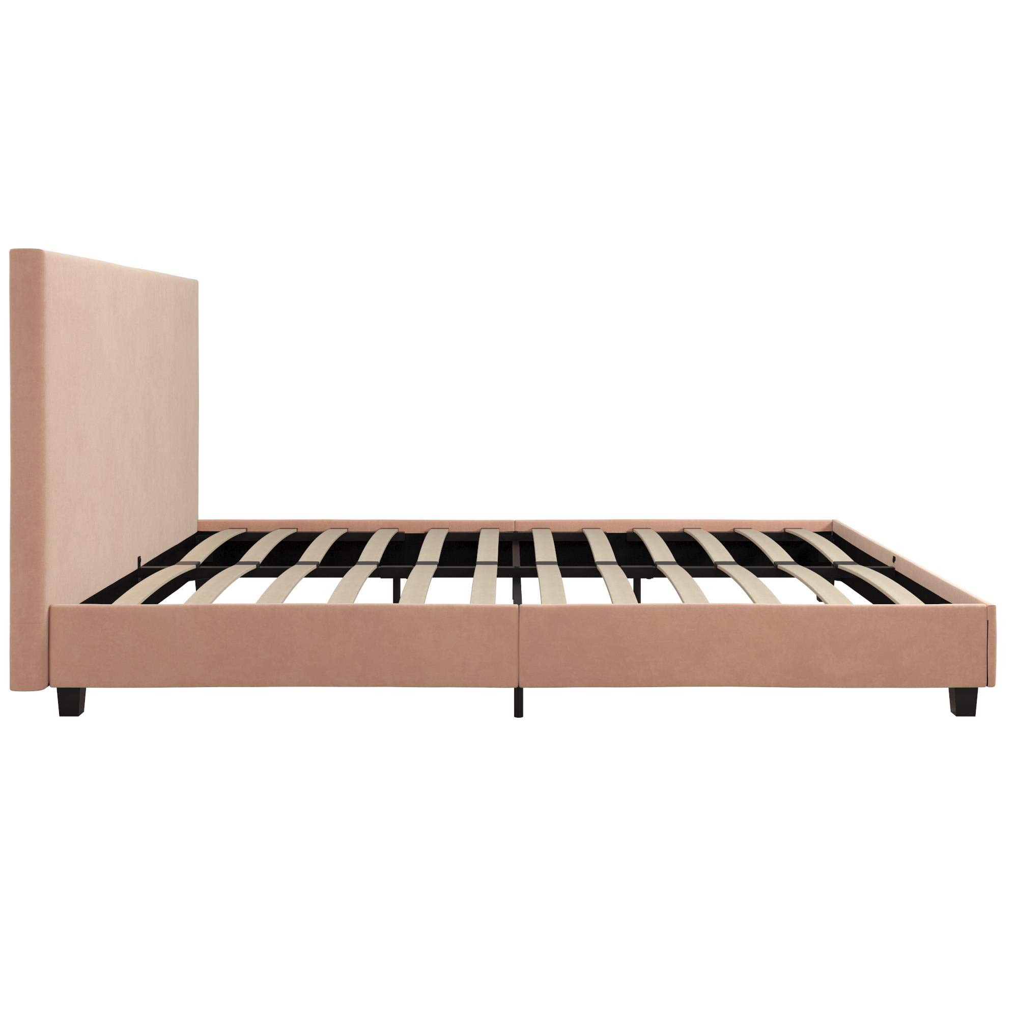 DHP Carley Upholstered Bed, White Faux Leather, Queen