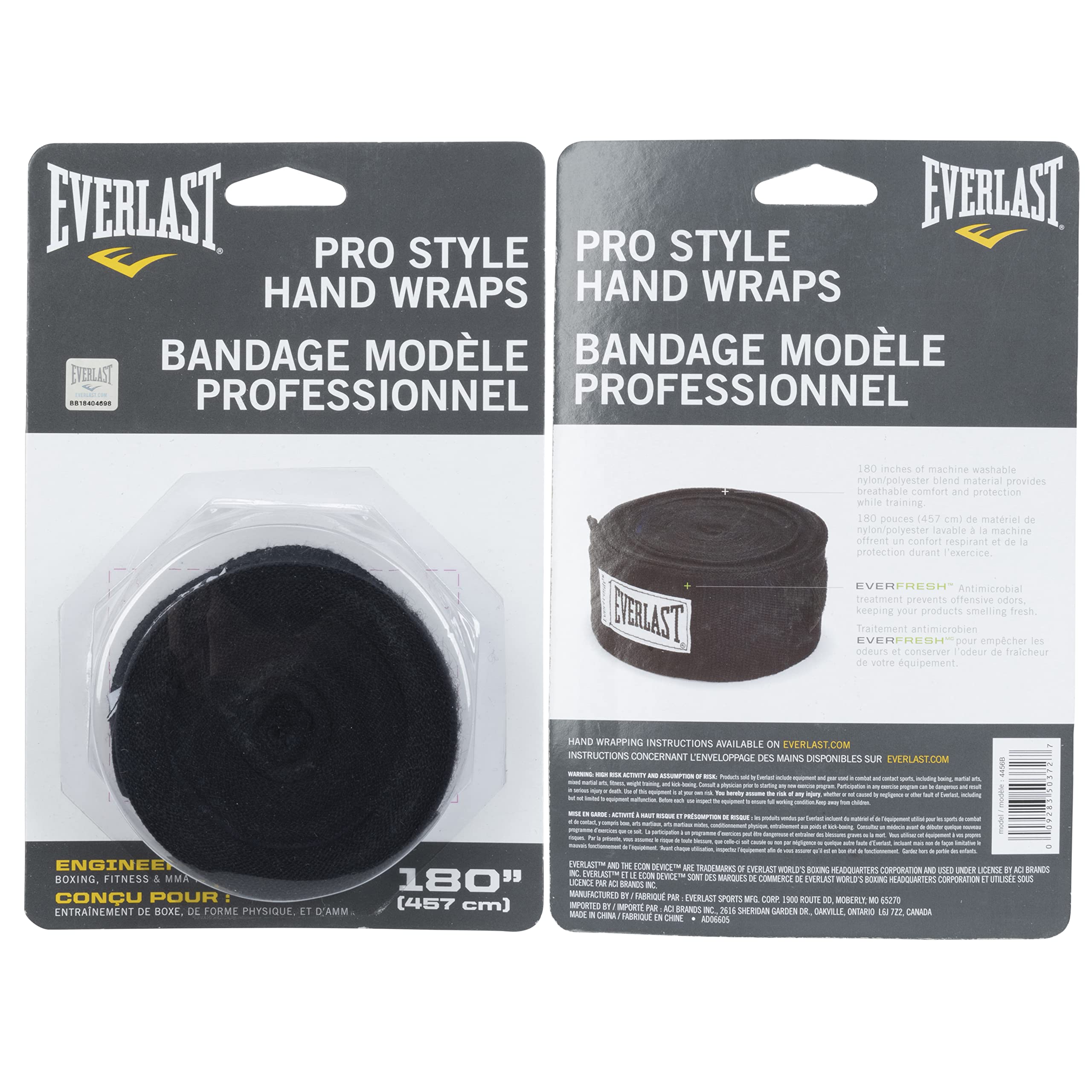 Everlast Professional Hand Wraps, 180-Inch, Black