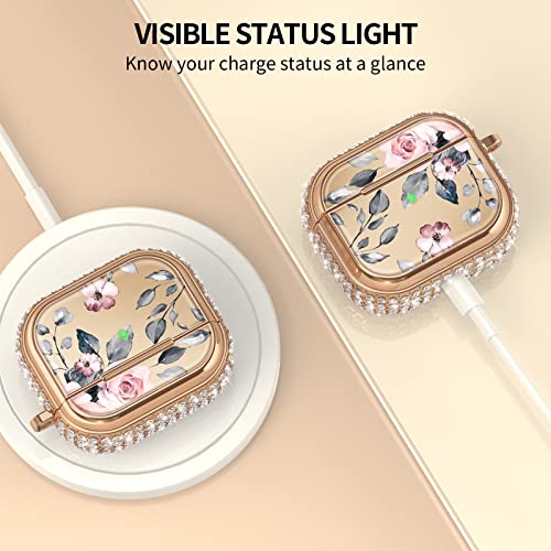 VMORO Airpods 3 Case Cover, Compatible with AirPods 3rd Generation Case for Women Girls, AirPods 3rd Generation Case 2021 Protective Hard Airpod Case Cover with Keychain, Front LED Visible