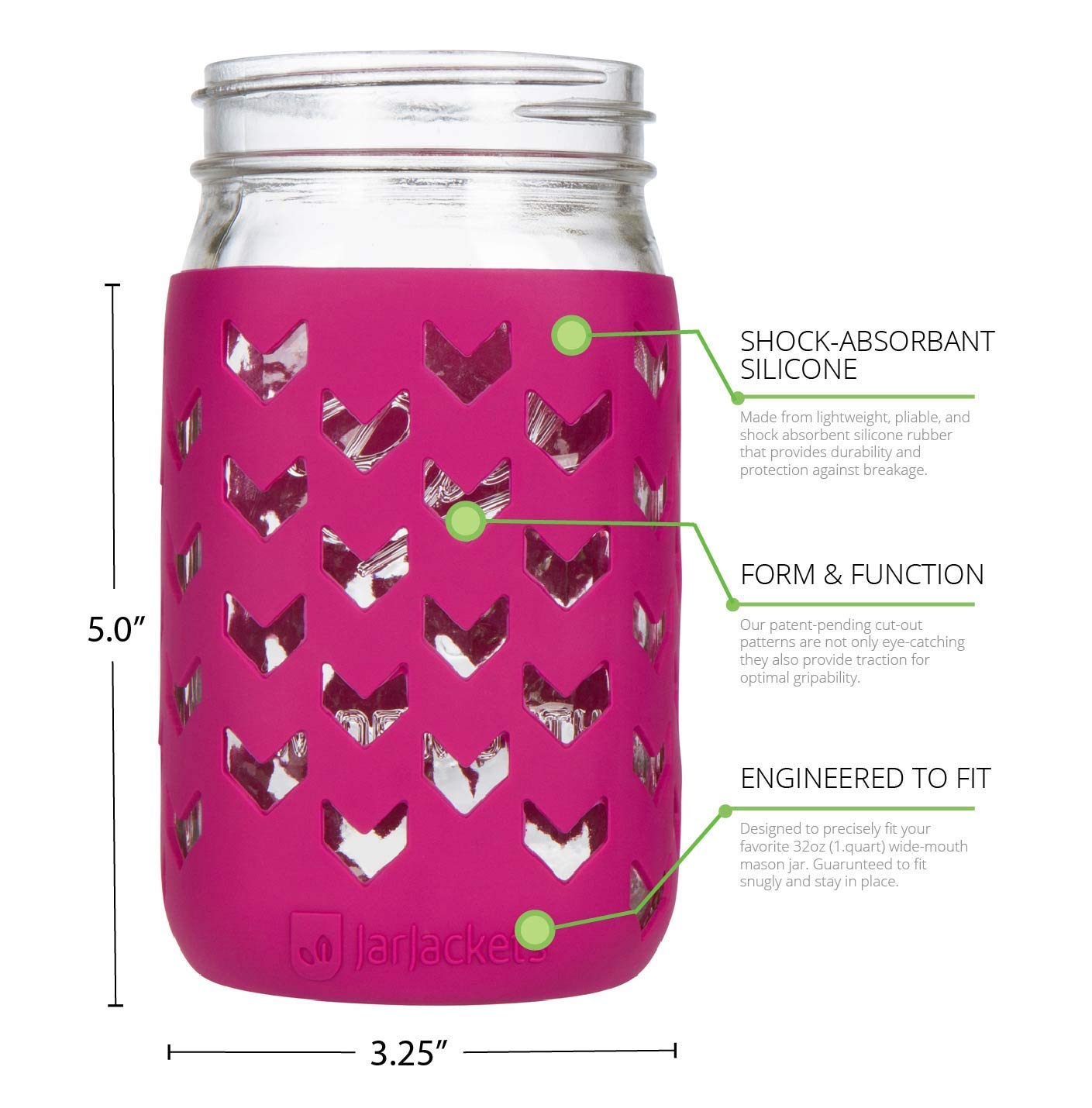 JarJackets Silicone Mason Jar Sleeve - Fits 32oz (1 Quart) Regular or Wide-Mouth Jars … (1, Sangria)