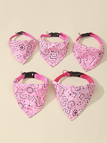 Milumia Pet Floral Print Dog Bandana Adjustable Buckle Dogs Scarf Pet Accessories Pink Medium