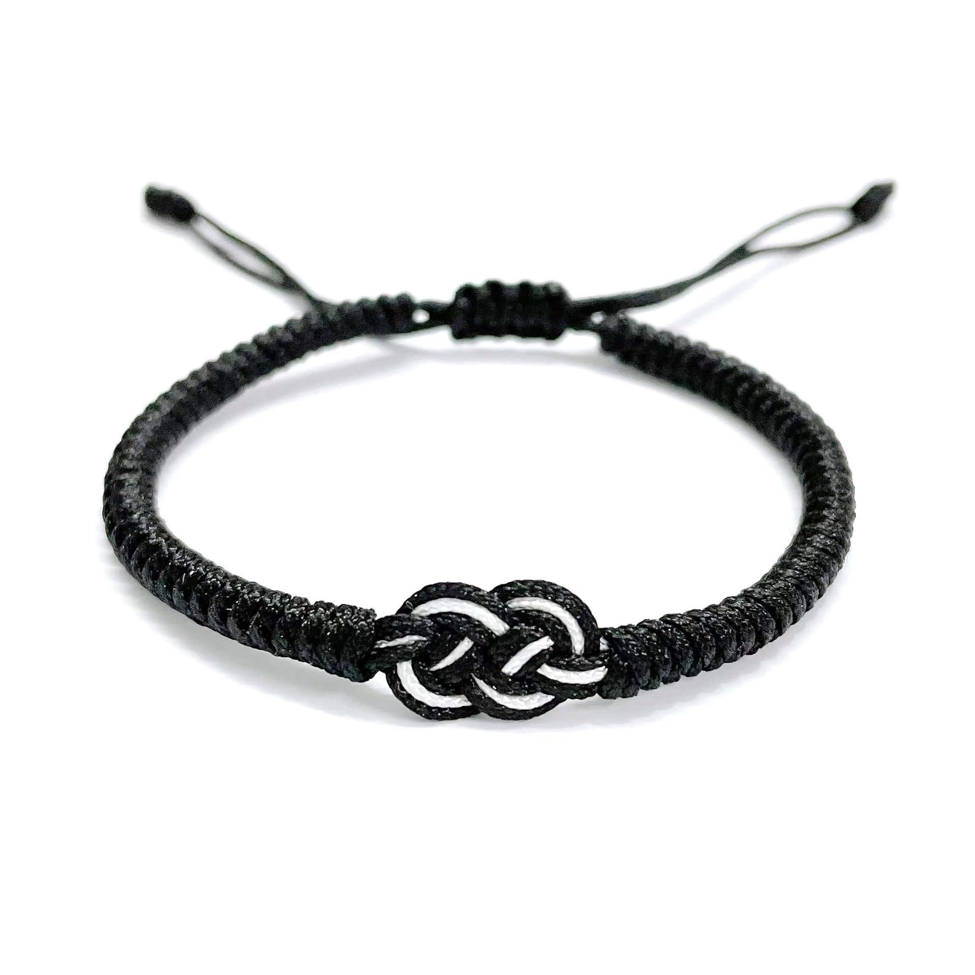 Fuqimanman2020 2 Pcs Matching Red Black String Infinity Love Bracelets Adjustable Couple Good Luck Knot Bracelet Woven Thread String Peace Protection Bracelet for Women Men-black white