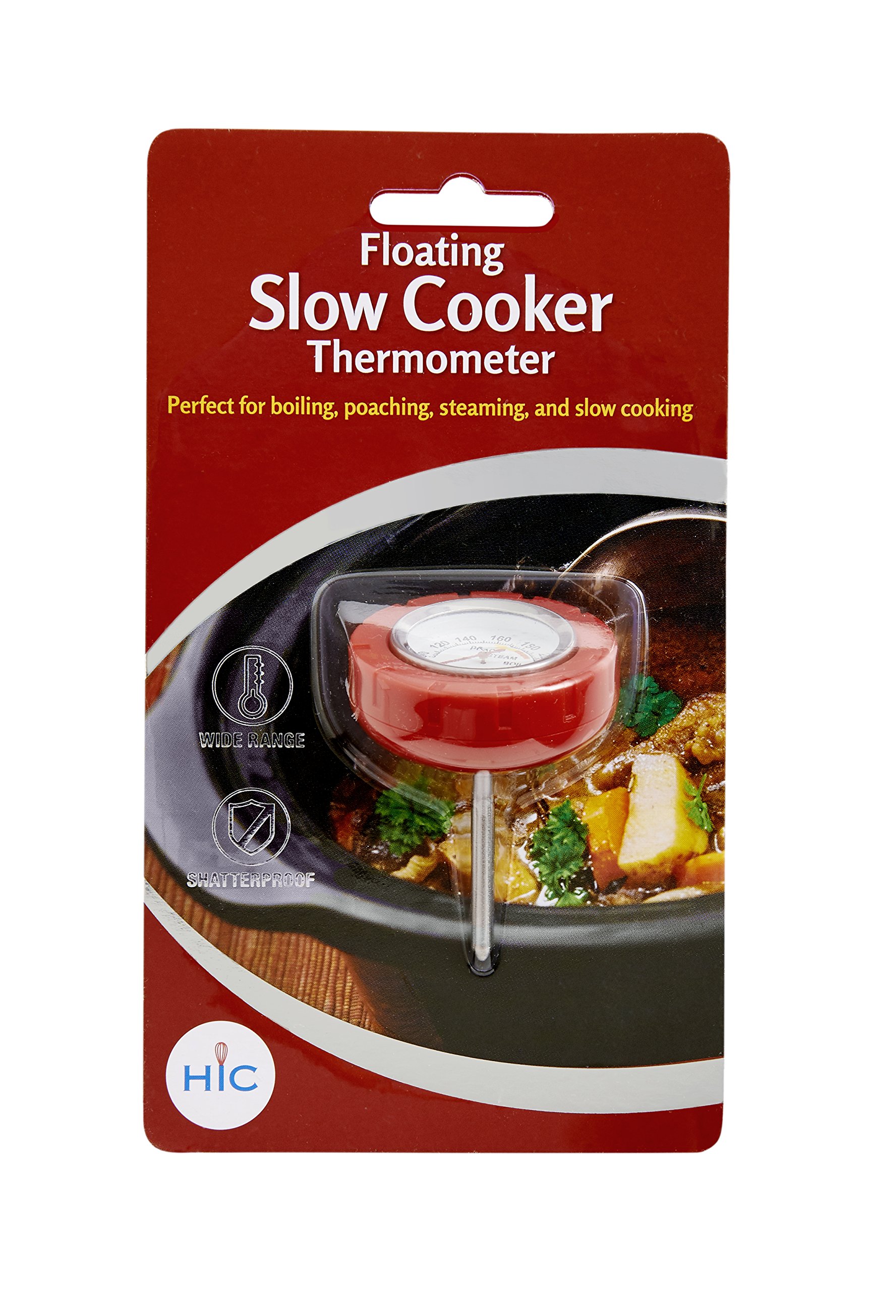 HIC Harold Import Waterproof Floating Slow Cooker Thermometer, Stainless Steel Stem and Housing with Stay-Cool Buoy