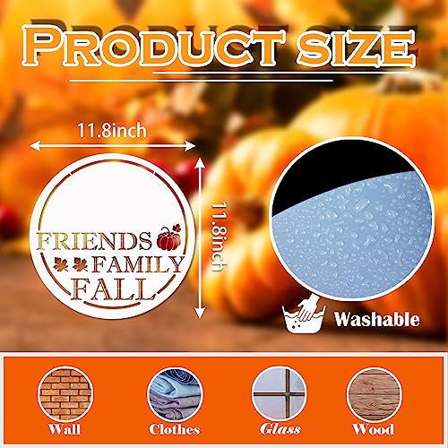 Fall Stencils for Painting On Wood 12'' Round Fall Stencil Reusable for Crafts, Hello Pumpkin Stencil Thanksgiving Autumn Happy Fall Yall Templates for Art Canvas Home Decor (8round Fall)