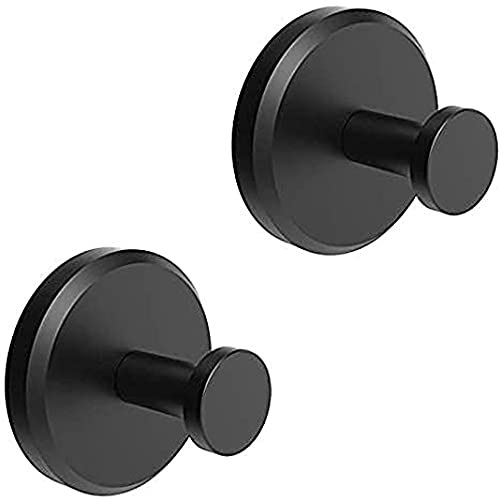 GOOFFY Door Metal Hooks for Hanging 2Packs Waterproof Matte Hook, for Shower, Bathroom, Kitchen, Glass Door, Mirror, Tile , for Hanging Up to 15 Lbs Hanger