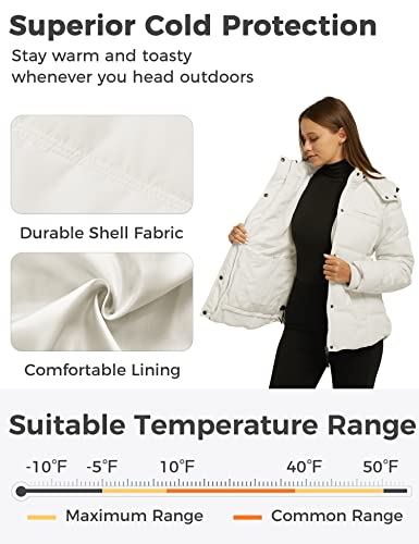 Wantdo Women's Plus Size Winter Coats Water-Resistant Puffer Jackets Beige 2XL