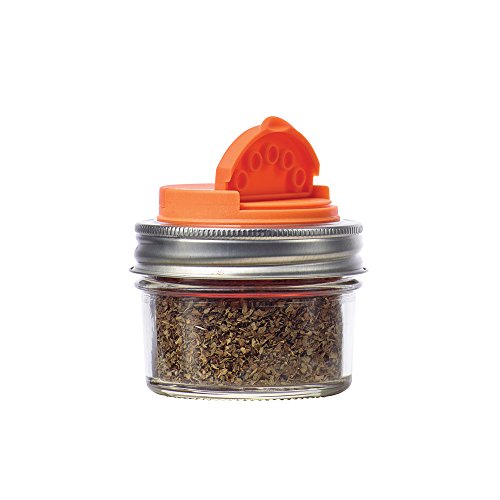 Jarware Spice Lids for Regular Mouth Mason Jars, Set of 2, Orange and Blue