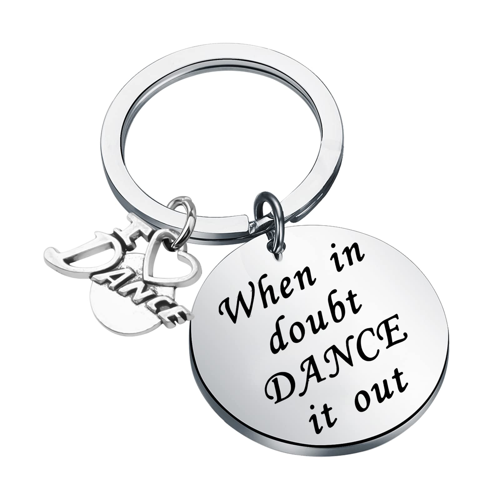 FUSTYLE FUSTMW Dance Keychain Dancer Gifts Ballet Dance Lover Gifts Ballerina Gifts Dance Team Gifts When In Doubt Dance It Out