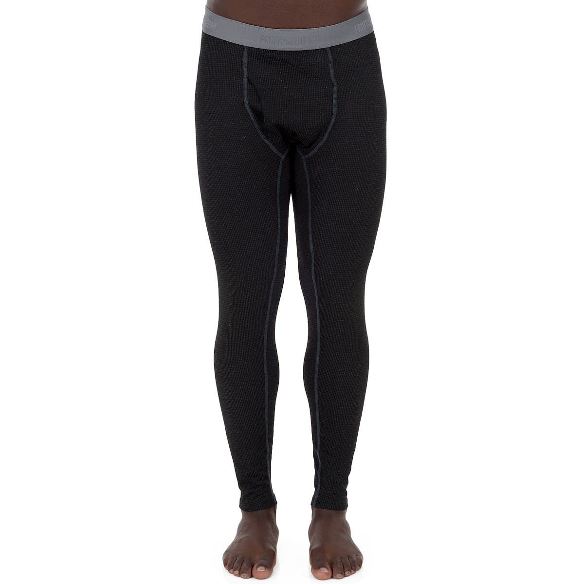 Fruit of the Loom Signature Men's Grid Tech L3 Thermal Base Layer Pant, X-Large Tall Black Soot