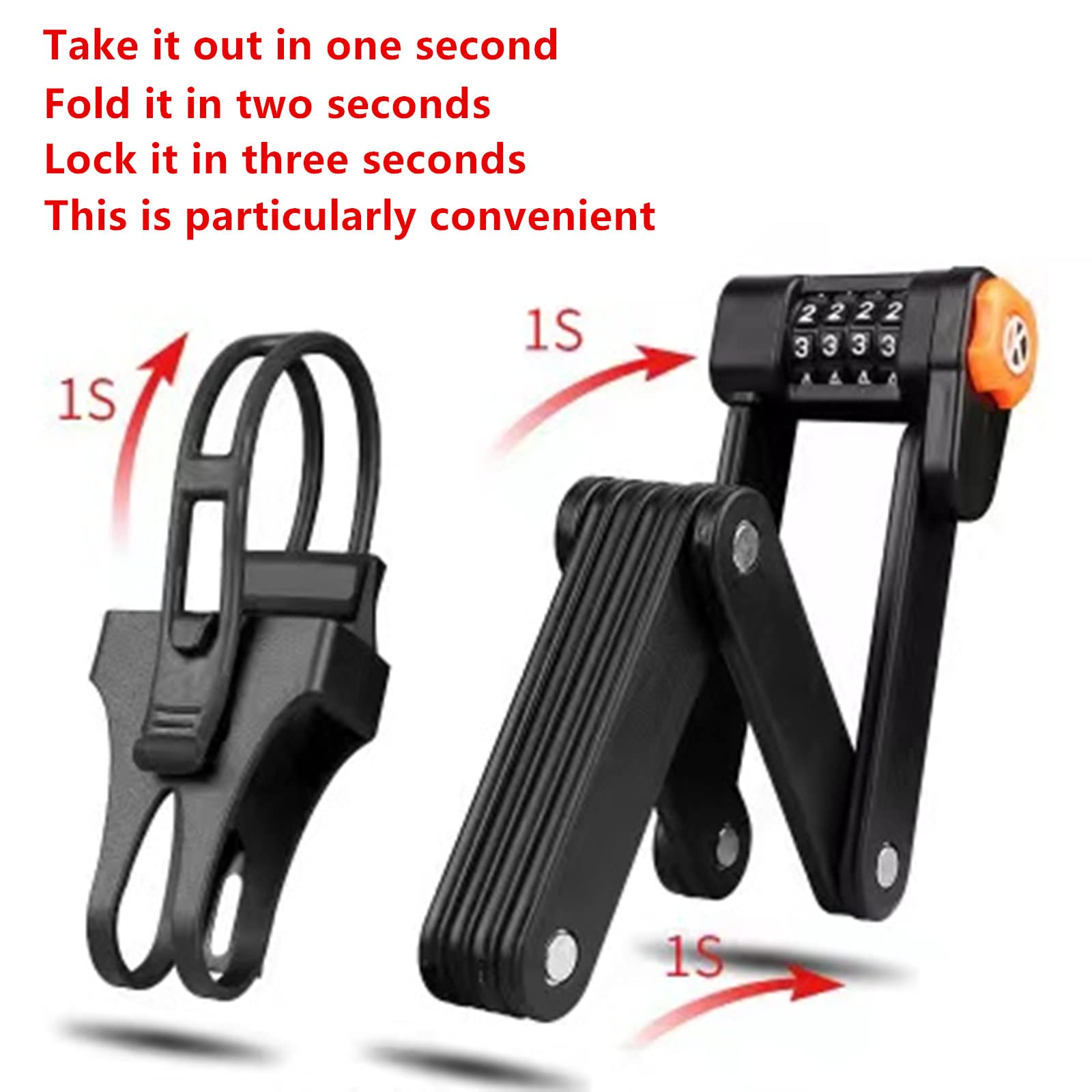Folding Bicycle Combination Lock, Mountain Bike Lock, 4-Digit Password Anti-Theft Bicycle Lock, Bicycle Safety Combination Chain Lock