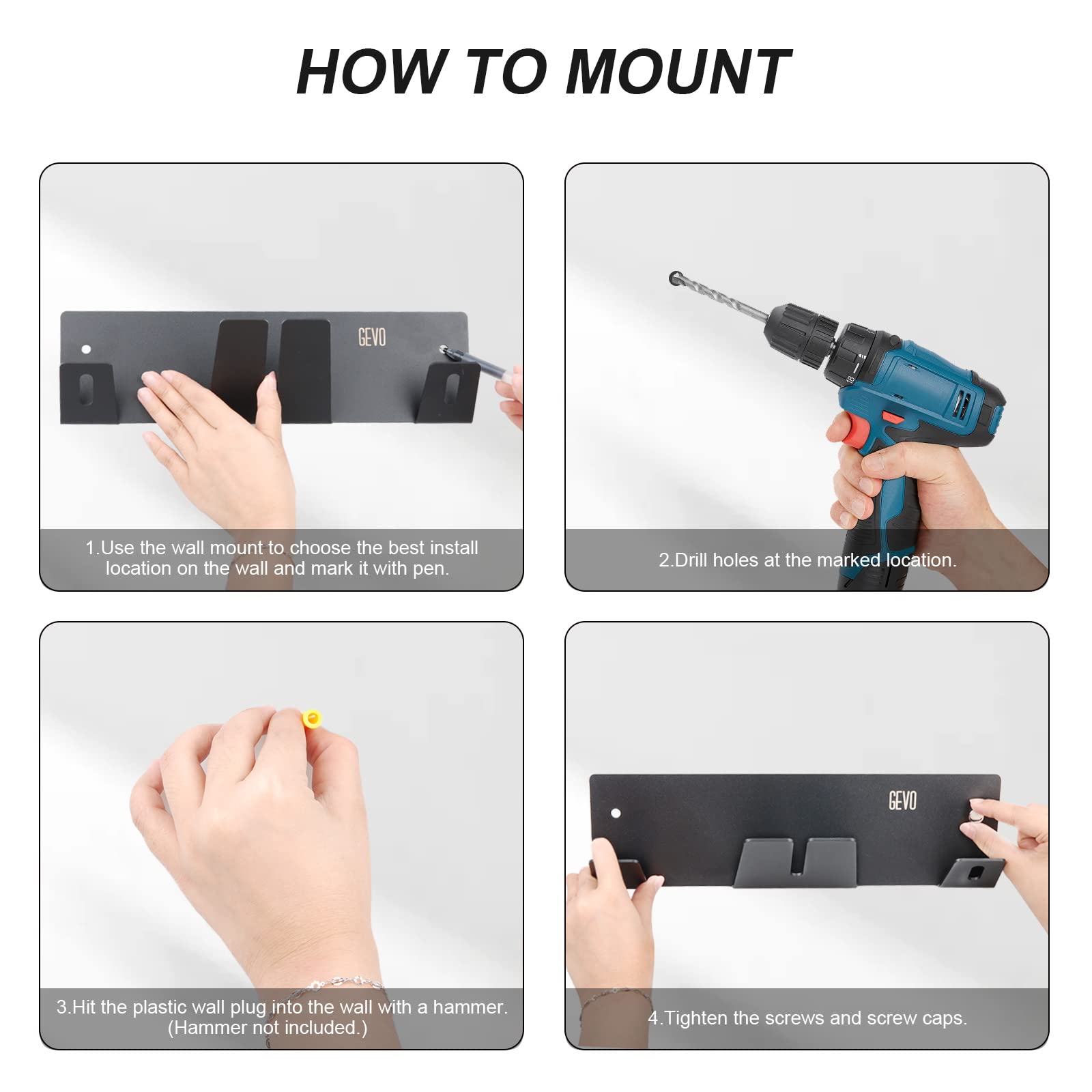 GEVO Wall Mount Multifunctional Stand Hook for Oculus Quest 3, Quest 2, Quest, Rift, Rift S, Valve Index, HTC Vive, HP Reverb G2, PlayStation VR Headsets Controllers, Universal Storage Stand Hook
