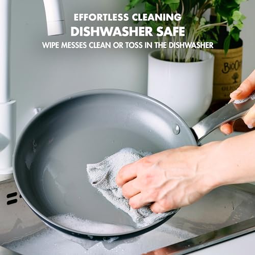 GreenPan Chatham Hard Anodized Healthy Ceramic Nonstick, 10" and 12" Frying Pan Skillet Set, PFAS-Free, Dishwasher Safe, Oven Safe, Gray