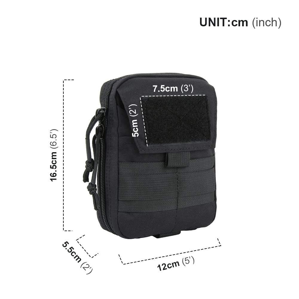 EXCELLENT ELITE SPANKER Molle Admin Pouch Military Utility Tool Pouch EDC Molle Pouchs Gadget Waist Bags (Black)