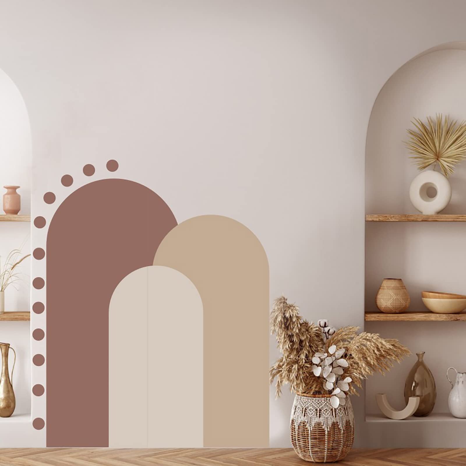 Large Bohemian Arch Wall Decal Boho Rainbow Abstract Wallpaper Wall Stickers for Girls Bedroom Toddler Room Nursery Wall Décor
