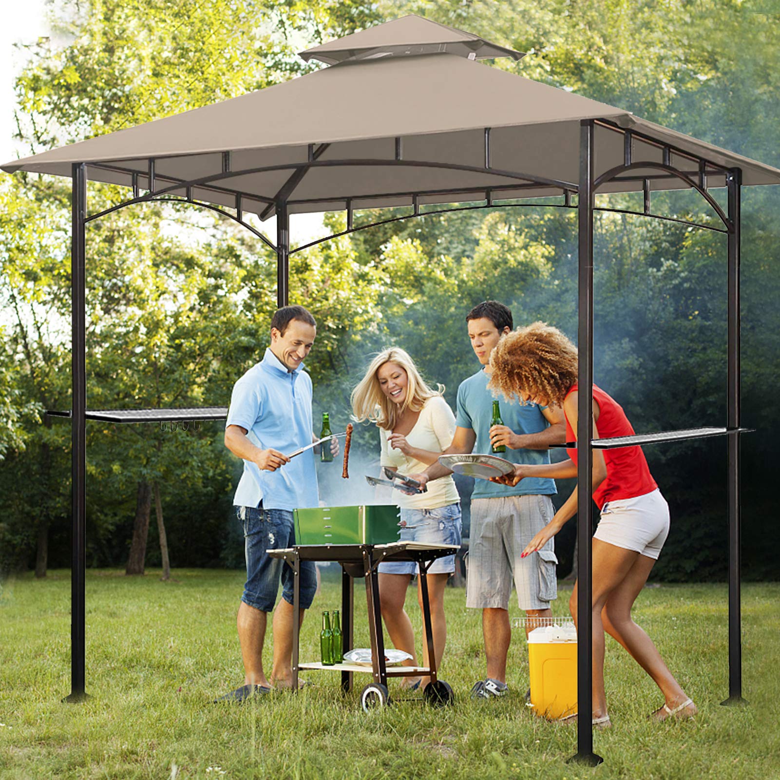 Eurmax USA High Performance Grill Gazebo Canopy Replacement Cover 5x8 BBQ Gazebo Shelter Top(Navy Blue)