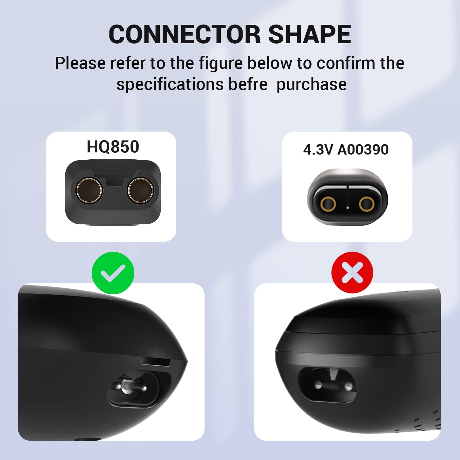 XXSZHY 8V HQ850 Shaver Charger Fit for Philips HQ850 Power Cord - Norelco One Blade QP2630 QP2530 Oneblade Razor Supply Adapter Replacement 3.3FT (8v 100ma)