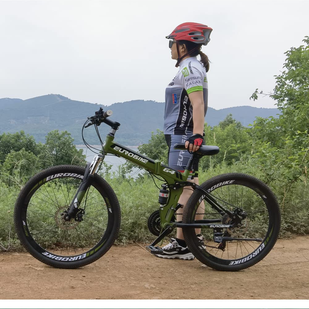 EUROBIKE 26 in Mountain Bike Folding Bicycle 21 Speed 3 Colors (Blue)