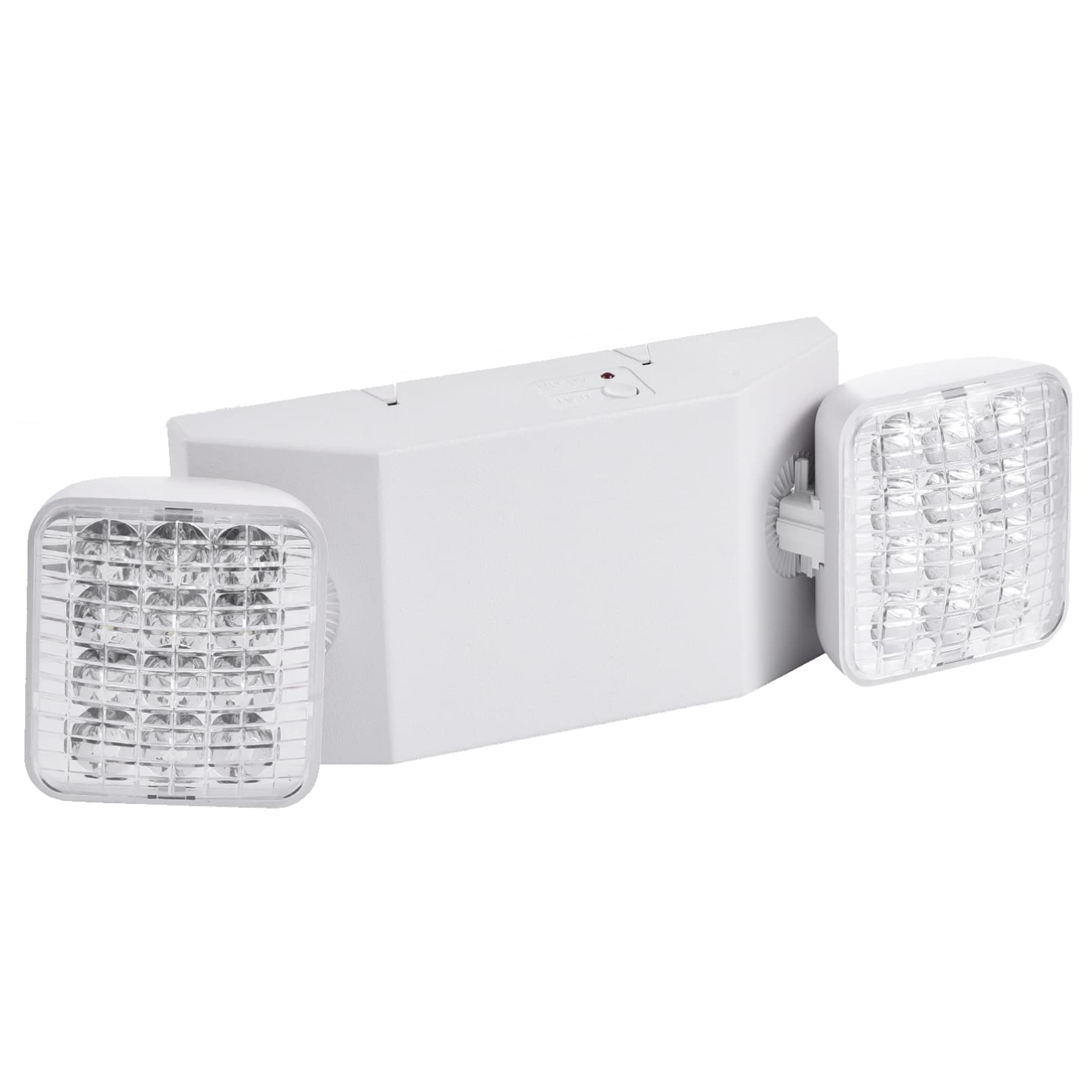 MAVARO White LED Emergency Lighting Fixture with 2 LED Heads and Hardwired Adjustable Exit Light Exit Sign for Business/Home with Battery Backup 110-277V, UL Certified, Fire Resistant