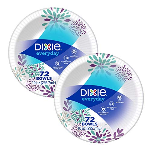Dixie Exeryday Heavy Duty Paper Bowls, 72 Count, 10 Ounce (Pack of 2) Styles May Vary