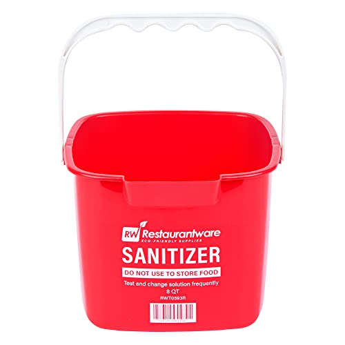 Restaurantware RW Clean 8 Quart Cleaning Bucket 1 Detergent Square Bucket - With Measurements Built-In Spout And Handle Red Plastic Utility Bucket For Home Or Commercial Use