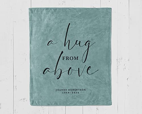 Mini Chic Personalized A Hug from Above Blanket, Husband in Heaven Sympathy Blankets and Throws, Gift for Widow from Husband, Bereavement Gifts Loss of Husband