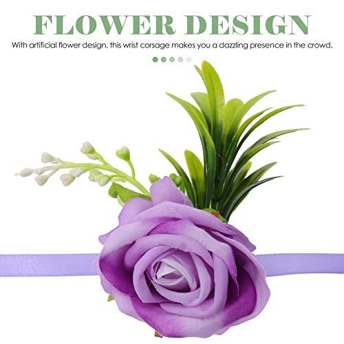 VOSAREA Wedding Decorations Wedding Decorations Artificial Flower Corsage Bracelet Bridesmaid Bride Wrist Corsage Wristlet Band for Wedding Flower Bracelet Wedding Decor