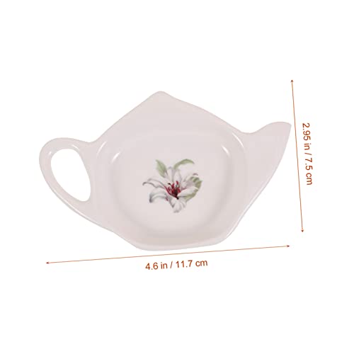 YARNOW 4pcs Ceramic Tea Bag Saucer Coffee Decor Accessory Tray Gift Containers Teabags Organizer Seasoning Dish Tea Bag Resting Caddy Home Supplies Tea Holder for Tea Bags Tea Bag Coaster