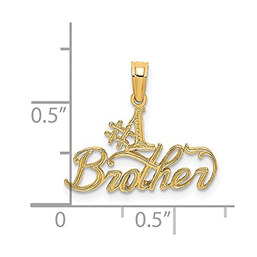 Diamond2Deal 14k Yellow Gold #1 Brother Charm (L- 15.2 mm, W- 19.95 mm), for Women