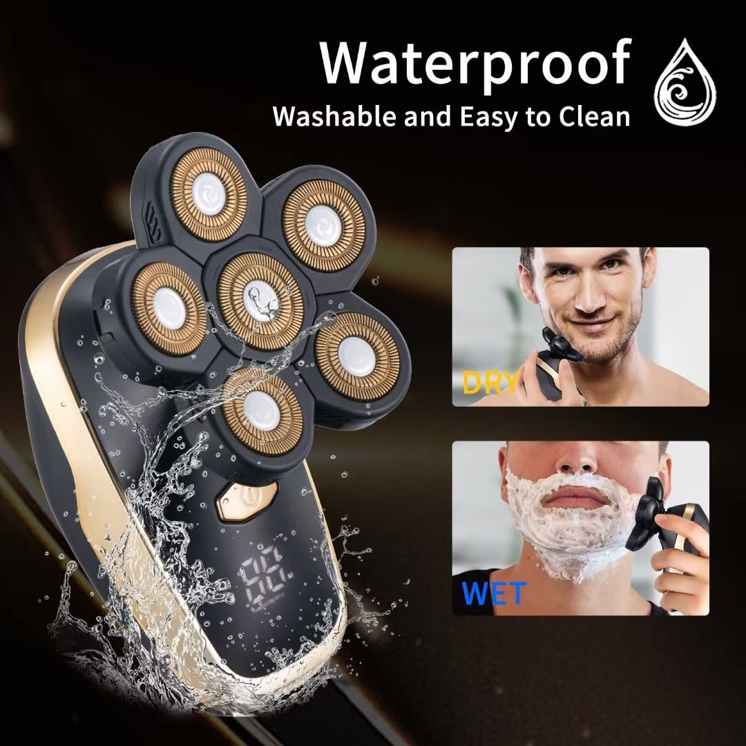 Head Shavers for Bald Men Multifunctional Electric Razor Rotary Electric Shavers Waterproof Mens Head Shaver Rechargeable Razors for Bald Man Cordless Shaver for Men