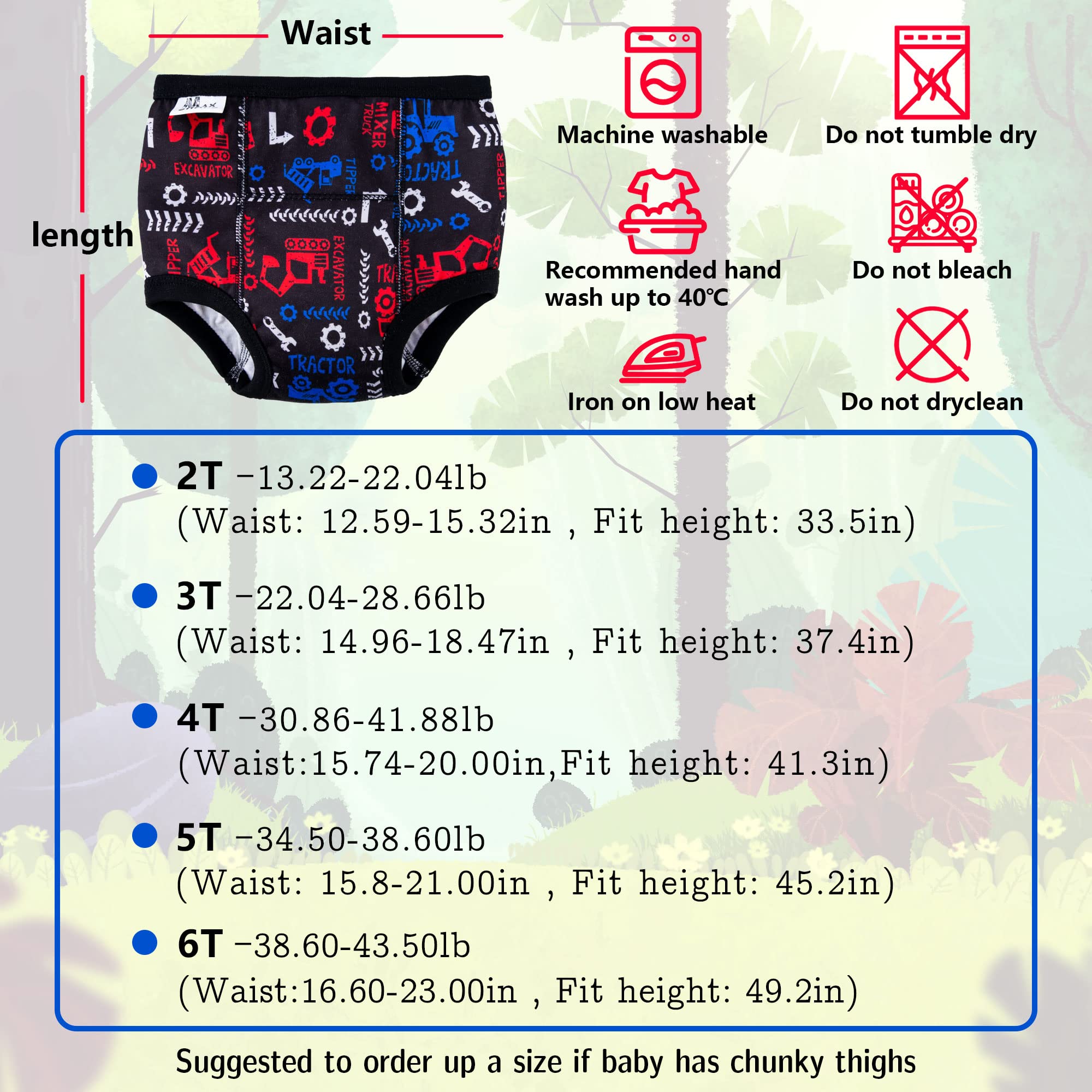 Max Shape 6 Pack Potty Training Underwear for Boys,Washable Baby Boy Toilet Training Pants Training Underwear Fit 2T-6T Blue 5T