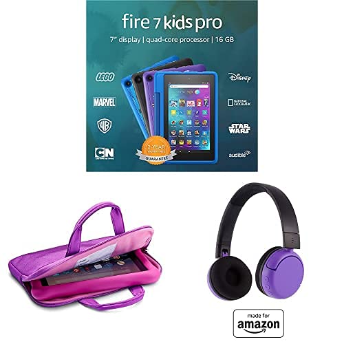 Fire 7 Kids Pro tablet (16 GB, Doodle) with Kids Headset + Sleeve