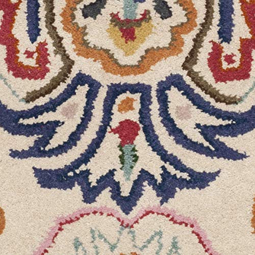 SAFAVIEH Bella Collection 2'3" x 7' Ivory/Blue BEL118A Handmade Boho Premium Wool Runner Rug